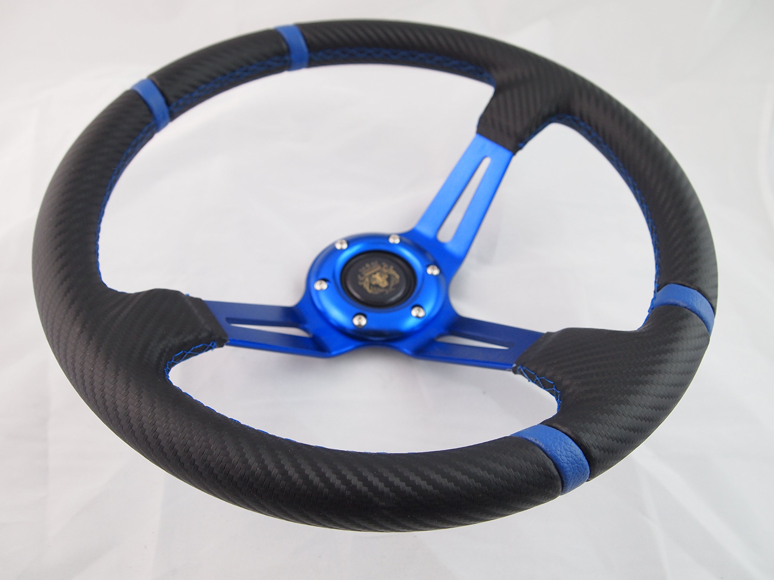 Boat Blue Steering Wheel W/Adapter 3 Spoke Boats With A 3/4" Tapered Key Marine"