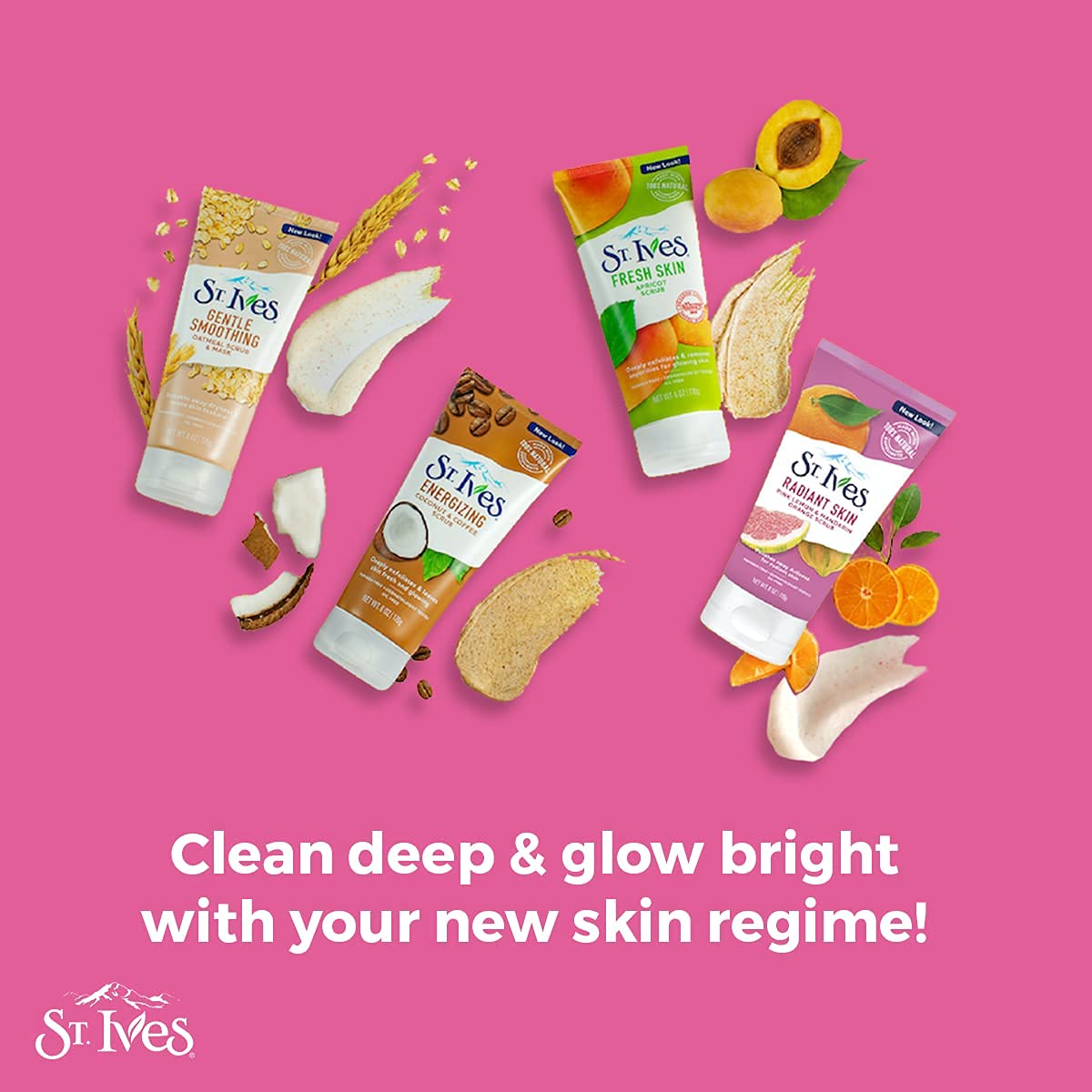 St. Ives Radiant Skin Pink Lemon and Mandarin Orange Face Scrub 6 oz (Pack of 2)