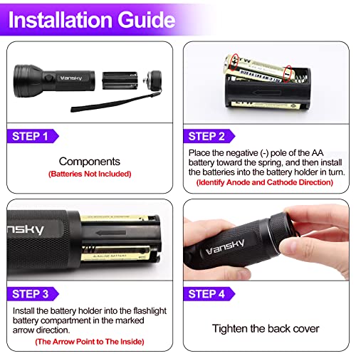 Vansky UV Flashlight Black Light, 51 LED Blacklight Pet Urine Detector for Dog/Cat Urine, Dry Stains, Bed Bug, Matching with Pet Odor Eliminator