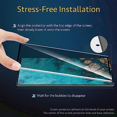 Coliary [2+2 Pack] Galaxy S23 Ultra Screen Protector, 9H Tempered Glass, Ultrasonic Fingerprint Support, 3D Curved, HD Clear Scratch Resistant for Samsung Galaxy S23 Ultra 5G Glass Screen Protector