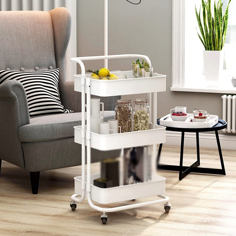 CXDTBH Kitchen Storage Rack Living Room Bathroom Office Rack Trolley Food Clothes Storage Box 3 Tiers (Color : E, Size : 86cm*42cm)