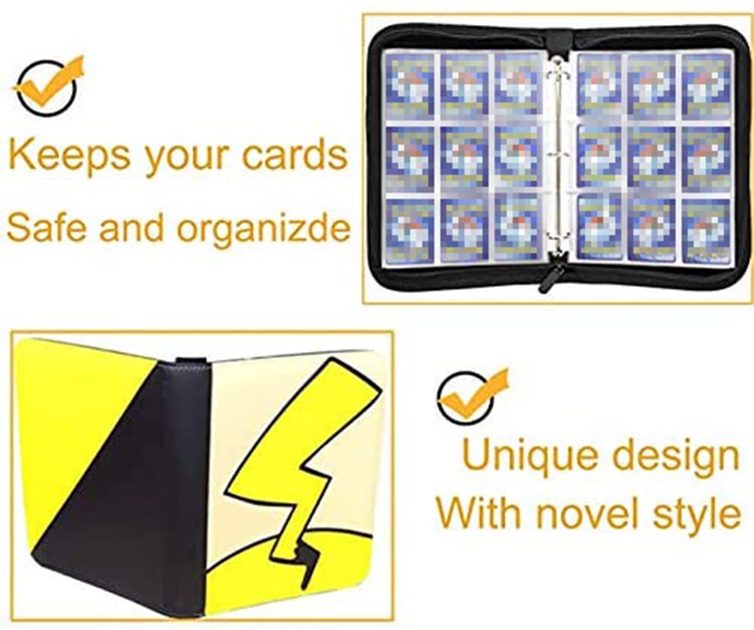 Card Binder Holder,Card Holder Book Carrying Case,Holds Up to 720 Cards-Holder Album Binder Compatible with 40 Premium 9-Pocket Pages