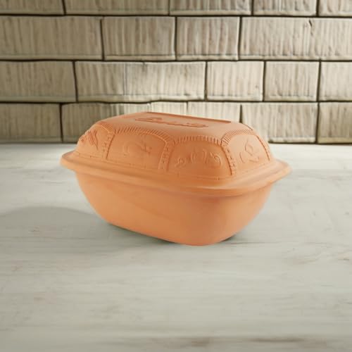 Eurita Clay Roaster, 7.2 Quart, Non-Stick Earthenware, Toxin-Free, Healthy Clay Pot Cooking, Versatile Cooking Dutch Oven, Digital Recipe and Instructions Included