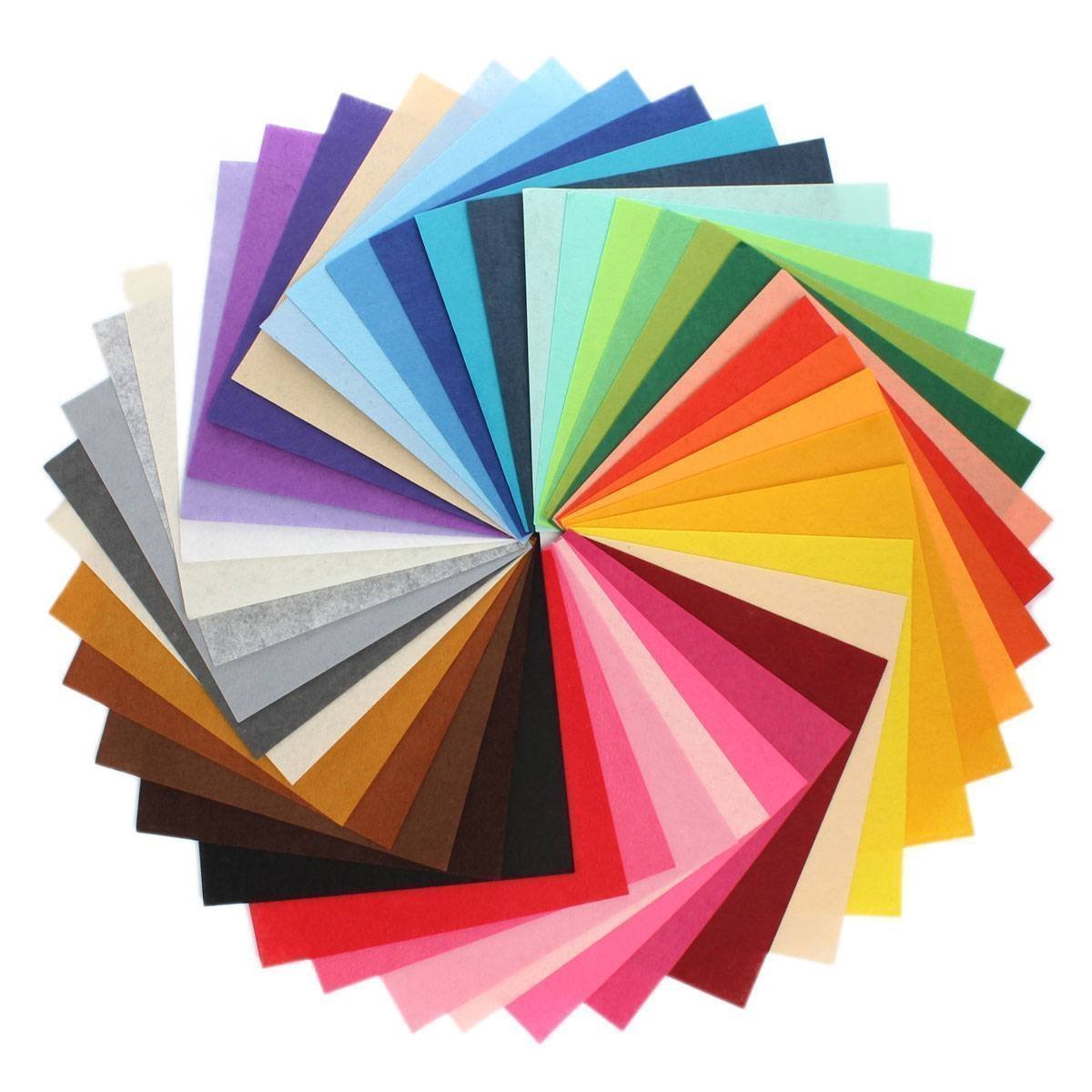 Felt Squares, Misscrafts 42pcs 8" x 8" (20x20cm) 1mm Thick Soild Felt Fabric Sheet Nonwoven Assorted Colors Patchwork Pack with Thread Bag for DIY Craft Patchwork Sewing