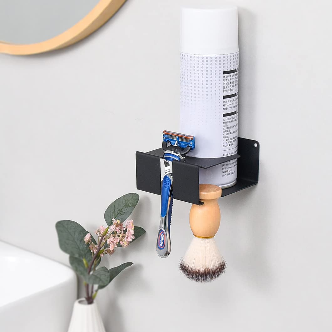 BOKIOVIN Metal Safety Razor Stand Holder for Shower Wall, Shaving Brush Stand Holder for Men (Black)