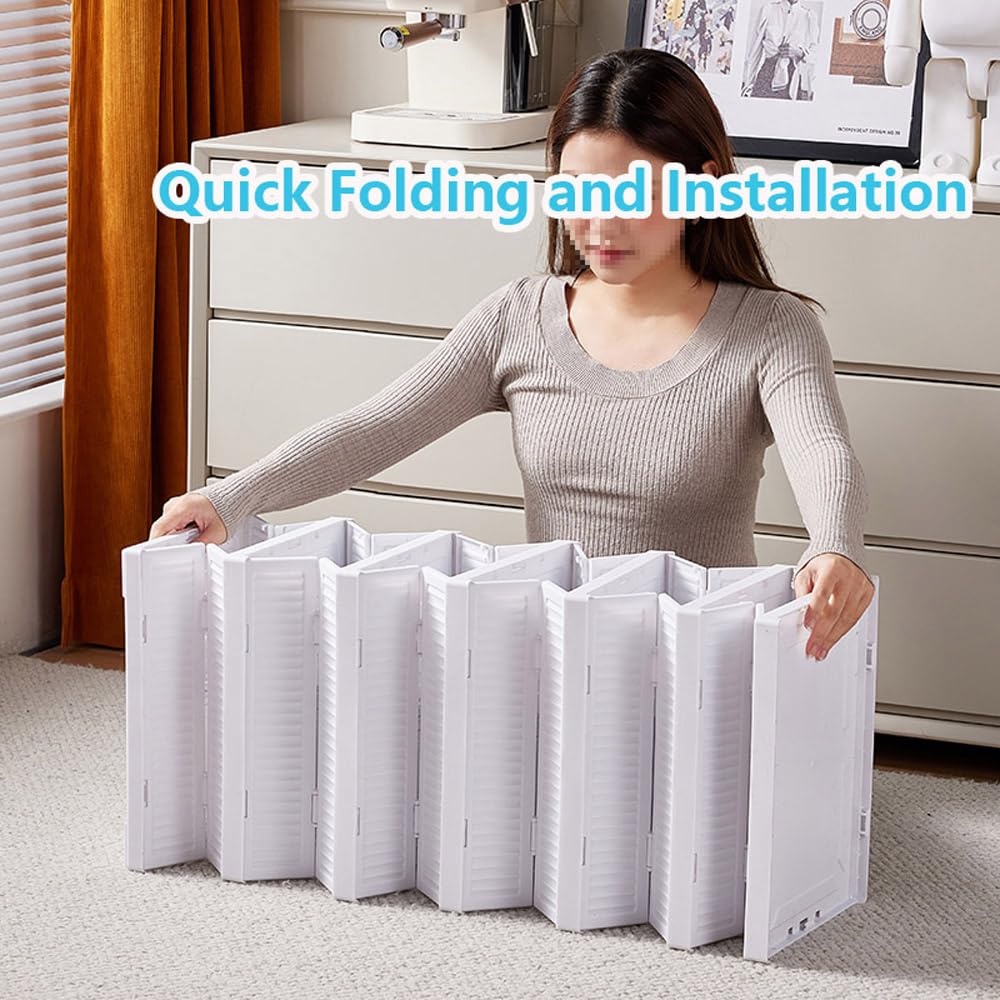 BLSFAOEM Foldable Shoe Rack Organizer Size up to 14,No Assembly Stackable Shoe Storage Box with Doors,Free Standing Plastic Space Saving Shoe Cabinet Bins Dustproof 6 Tiers