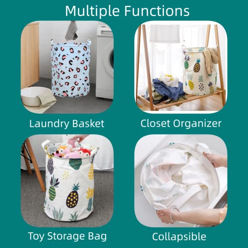 Collapsible Laundry Basket, 40L Laundry Hamper, 100L Closet Organizer, Canvas Clothes Toys Storage (White Set)