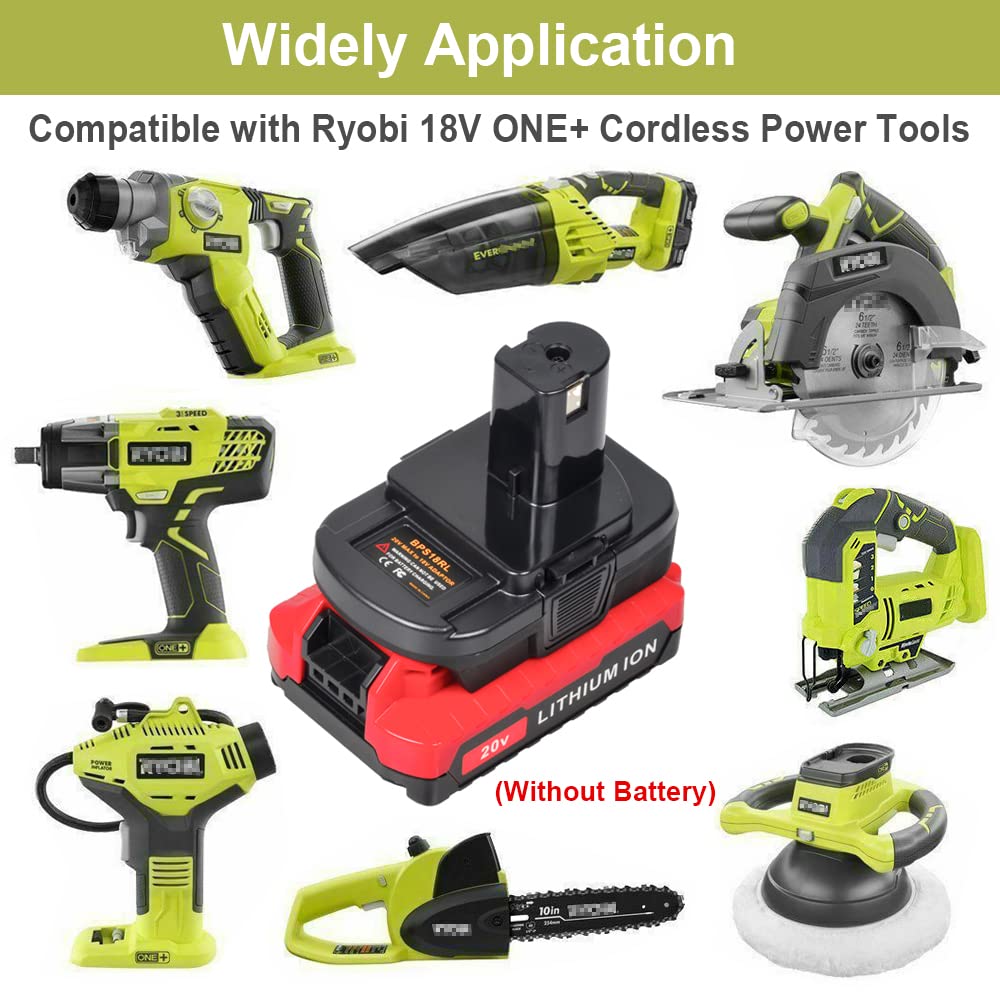 Replacement for Ryobi 18V Lithium-Ion Battery Adapter for Ryobi 18V One+ Cordless Tool, Compatible with Black+Decker/ Porter-Cable/Stanley 20V Lithium Battery Convert to Ryobi 18V Lithium Battery P108