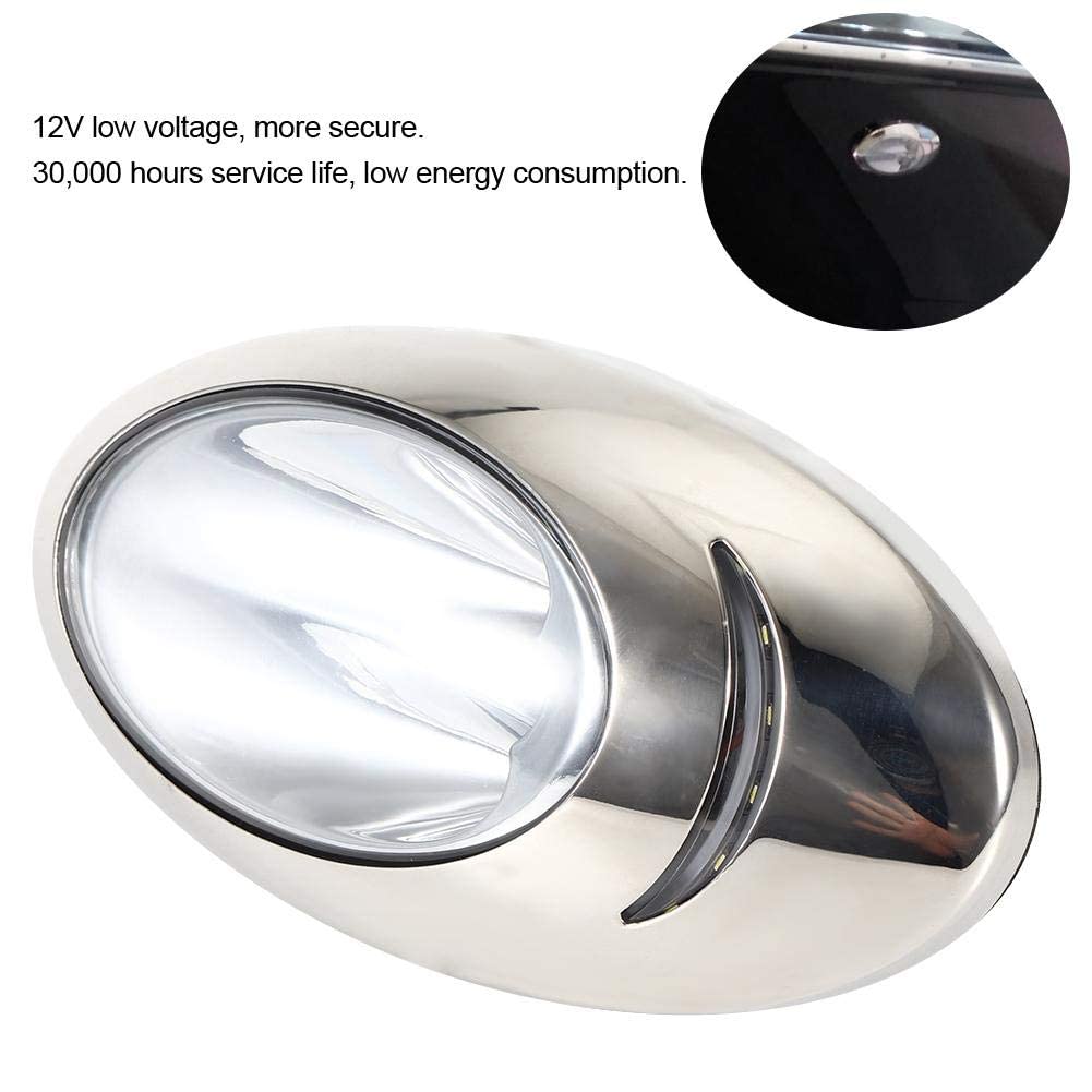 Boat LED Light 2pcs 6300K IP66 Marine Boat Navigational Side Bow Tear Drop Lights Stainless Steel Flush Mount