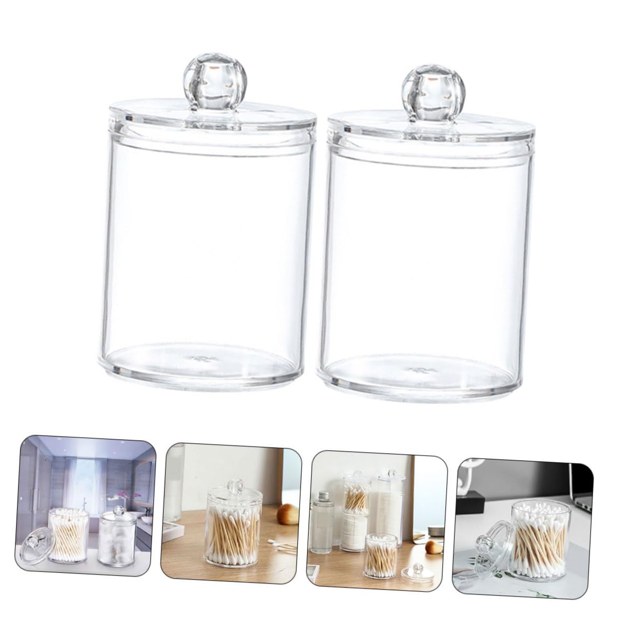 FELTECHELECTR 2pcs Box Cotton Ball Storage Box Glass Storage Jars Cotton Pad Holder Glass Stand Jewelry Organizer Tray Tool Organizer Box And Cotton Holder Set Multipurpose Cosmetic Organizer