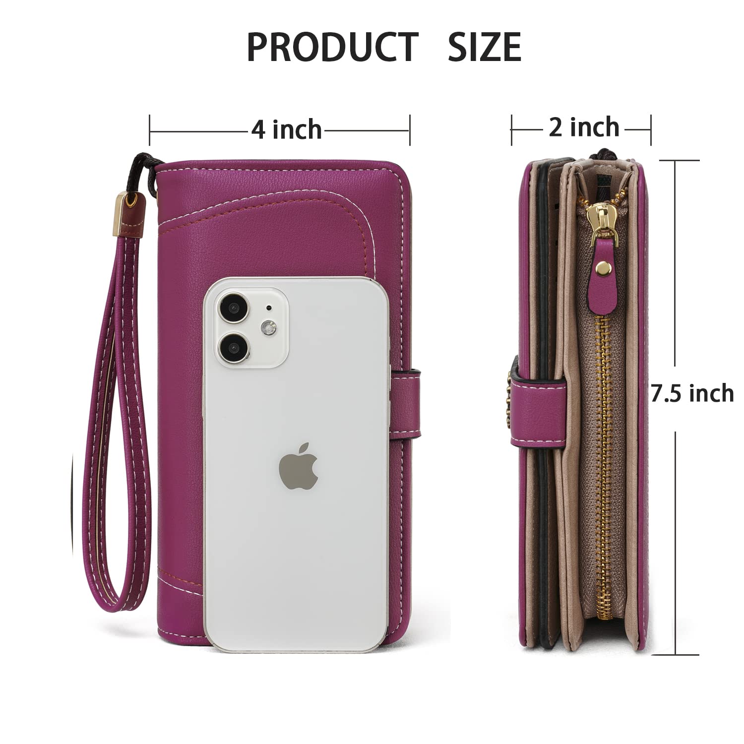 OPAGE Wallets for Women PU Leather Credit Card Holder with RFID Blocking Large Capacity Wristlet