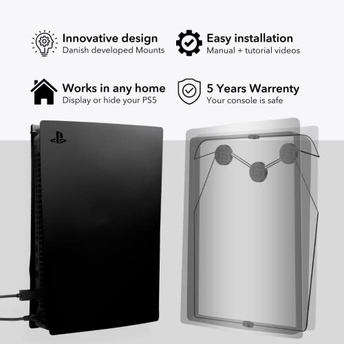 FLOATING GRIP Wall Mount Compatible with Playstation 5 Console (Standard: Fits PS5, Black)