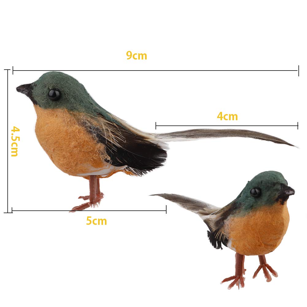 Rrut 12PCS Artificial Feathered Birds, Simulation Foam Birds Clip Robin Bird Hanging Pendant Christmas Tree Decoration Christmas Tree Ornament Home Garden Wedding Decor Orange