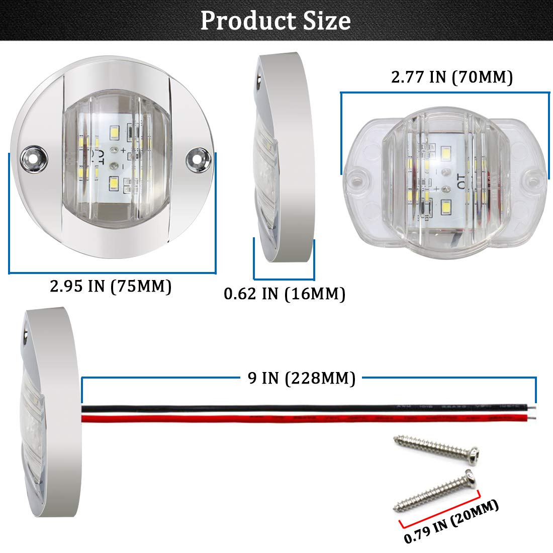 Boaton Boat LED Night Fishing Lights, Courtesy Lights, Deck Lights, Marine Boat Led Lights, Boat Interior Lights, Boat Navigation Lights, Navigation Lights For Boats Led (White)