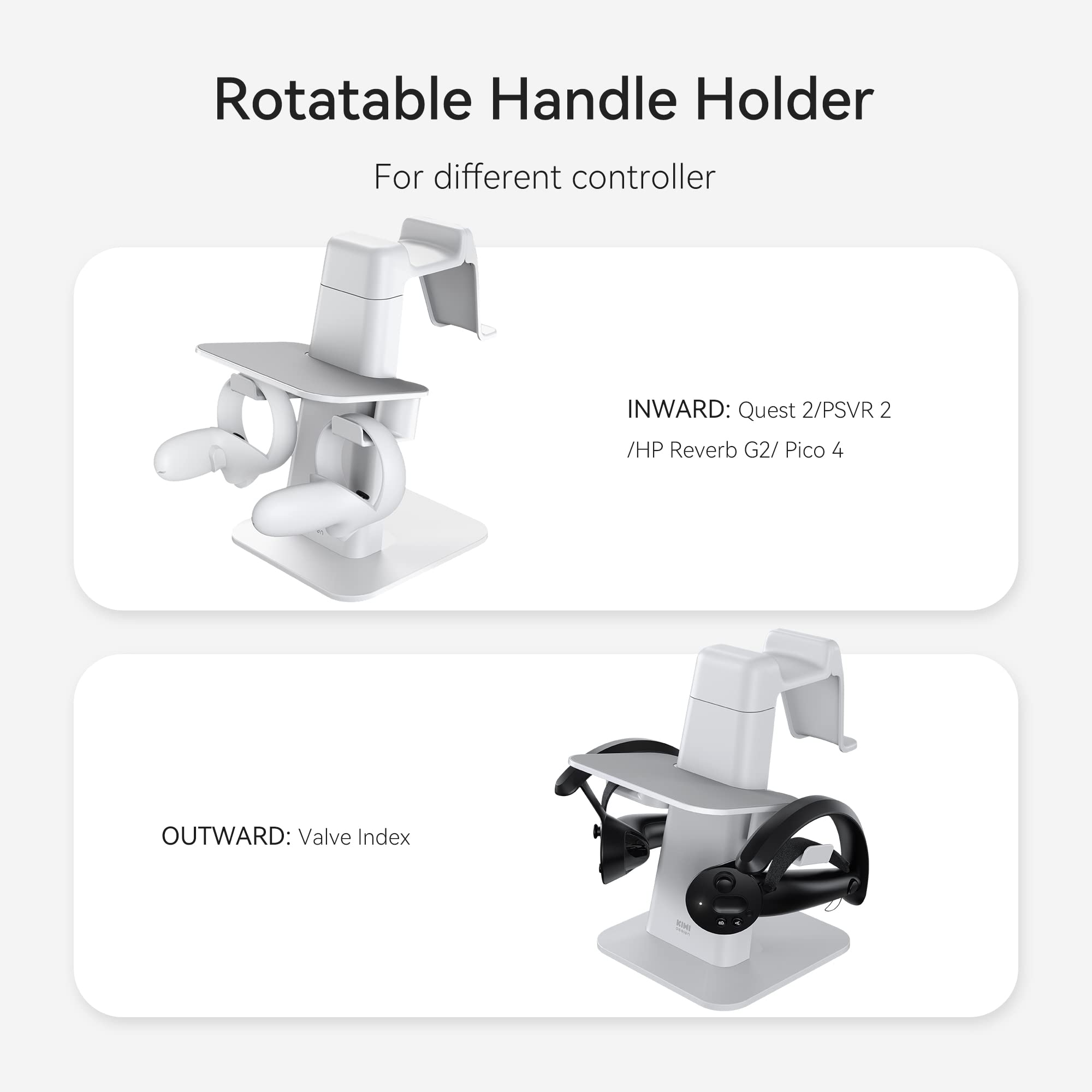 KIWI design VR Stand Accessories Compatible with Quest 2/PSVR 2/Valve Index/HP Reverb G2/ Pico 4/Quest VR Headset and Touch Controllers, Not Compatible with Quest 3 (Black)