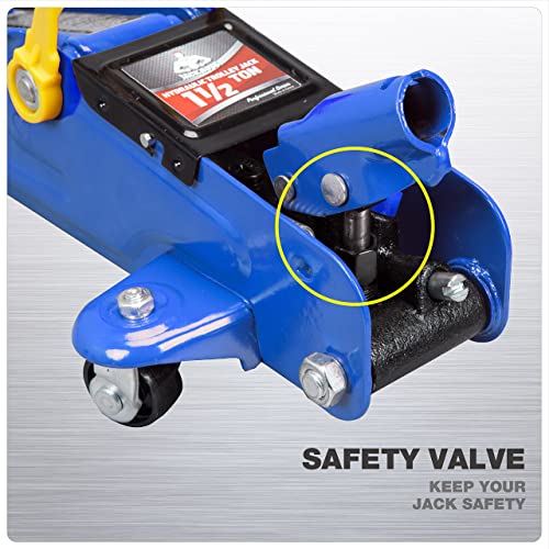 Jack Boss Floor Jack 1.5 Ton (3,300 LBs) Hydraulic Car Jack with Storage Case, Lifting Range from 5.31 Inch to 13.2 Inch, Fits Sedans Automotive
