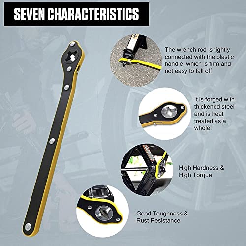𝐉𝐚𝐜𝐤 𝐖𝐫𝐞𝐧𝐜𝐡, Auto Labor-Saving Car Jack Ratchet Wrench for Scissor Jack Metal Scissor Jack Wrench Garage Tire Wheel Lug Wrench Lift Speed Handle Tool Fit for Small Cars SUVs and Vans