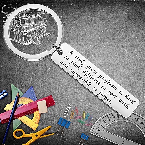 BEKECH College Professor Keychain Tenured Professor Gift A Truly Great Professor is Hard to Find Difficult to Part with Mentor Teacher Thank You Gift from Students (silver)