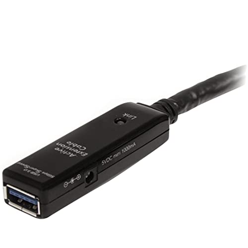 StarTech.com 32.8 ft Active USB 3.0 (5Gbps) Extension Cable with AC Power Adapter - Shielded - Male to Female USB 3.2 Gen1 Type A Extender, TAA (USB3AAEXT10M)