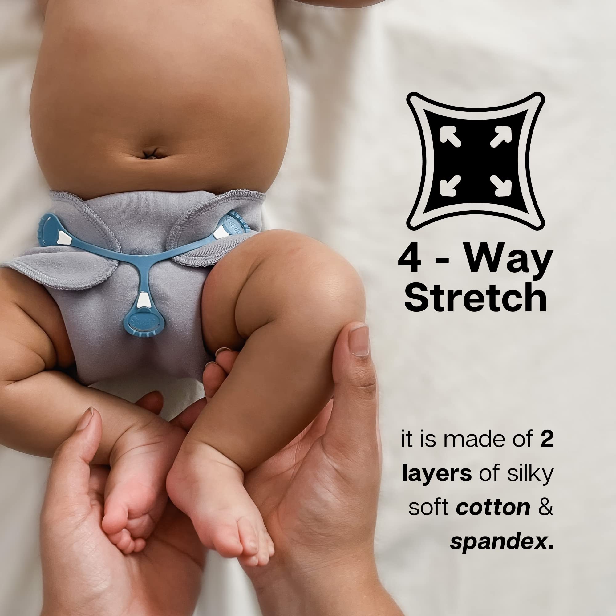 Happy BeeHinds Preflat Baby Diapers - Organic Cotton Cloth Diapers for Babies, Soft and Gentle Solution Perfect for Overnight Diapering, with a Custom Fit and Silky Soft Material (Turquoise)