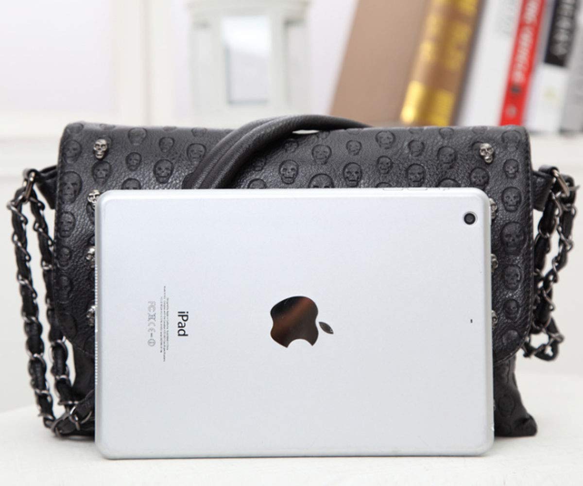 Rullar Punk Women Shoulder Top-handle Bag Skull Chain SatchelTote Handbag Purse Clutch (Skull)
