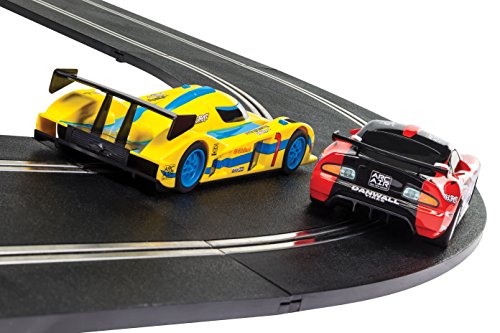 Scalextric LMP & GT Endurance LMP vs GT Oval Slot Car Analog 1:32 Race Track Set C1399T, Yellow/Red & White