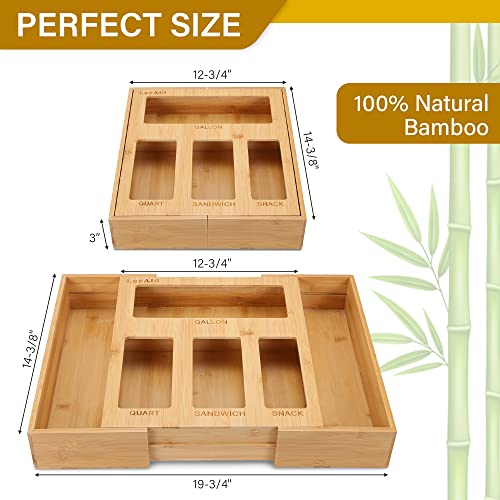 LayAid Kitchen Drawer Organizer, Expandable Ziplock Bag Storage Organizer and Plastic Wrap Dispenser, Compatible with Gallon, Quart, Snack, Sandwich Variety Size Bag,12" Aluminum Foil & Wax Paper