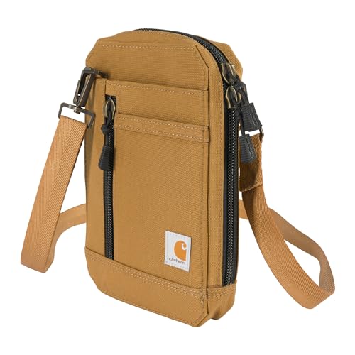 Carhartt Nylon Duck, Water Resistant Wallet with Adjustable Crossbody Strap, Brown