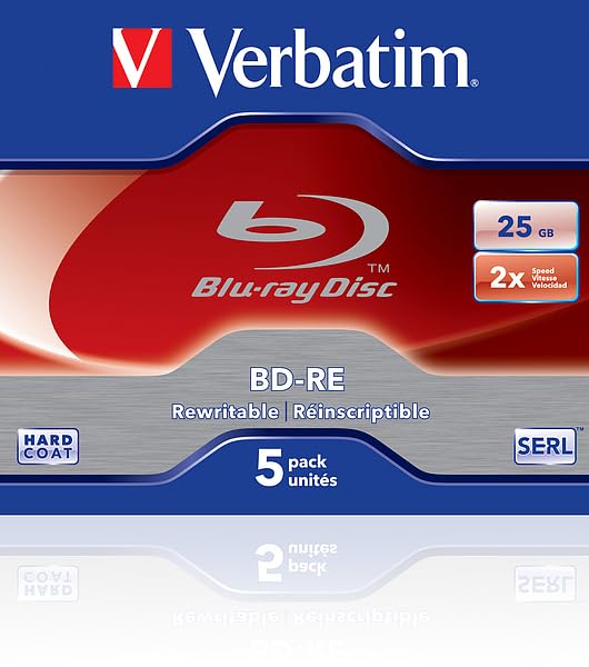 Verbatim BD-RE 25GB 2X with Branded Surface - 5pk Jewel Case