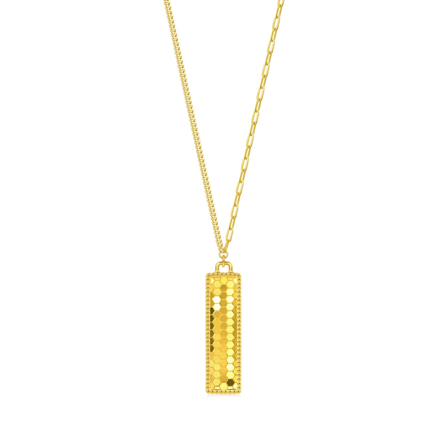 CHOW SANG SANG Dazzling Mirror Gold 999.9 24K Solid Gold Price-by-Weight Gold Simple Rectangle Necklace for Women 93401N (Approx. 0.21tael (~7.86g), 18.5", (47 CM))