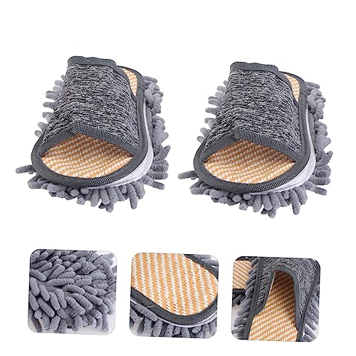 Lurrose 1 Pair Slippers Floor Cleaner Mop Cleaning Slippers Microfiber Floor Mop Cleaning Mops Dusting Slippers Mops for Floor Cleaning Slippers for Home Cleaning Floor Slippers Chenille