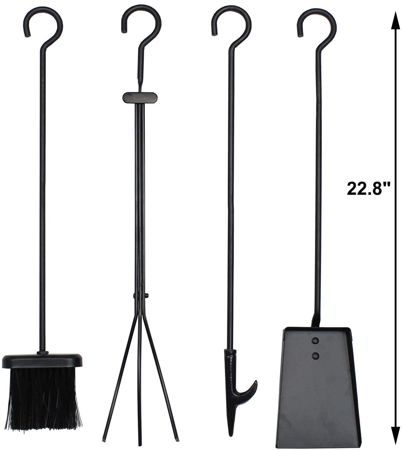 MYFIREPLACEDIRECT 5 Pieces Fireplace Tools Sets Strength Wrought Iron Indoor Outdoor Fire Place Toolset Hearth Accessories Kit (Black Squirrel w/Gloves)