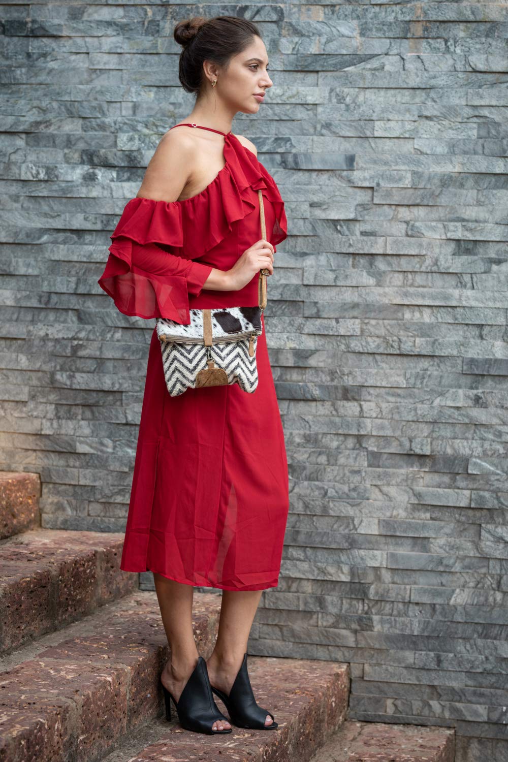 Myra Bag Devious Upcycled Canvas & Cowhide Crossbody Bag S-1339