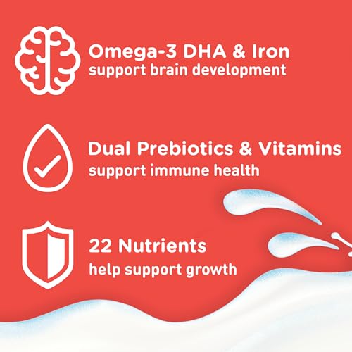 Enfagrow Premium Toddler Nutritional Drink, Vanilla Flavor, Omega-3 DHA for Brain Support, Prebiotics & Vitamins for Immune Health, Powder Can, 32 Oz, Pack of 4