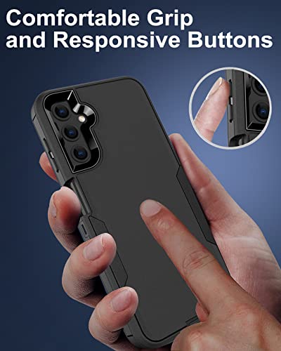 Dahkoiz for Samsung Galaxy A14 5G Case, with Tempered Glass Screen Protector and Dust-Proof Port Cover, Full Body Protection Rubber Cover Phone Case for Samsung Galaxy A14 5G, Black/Black