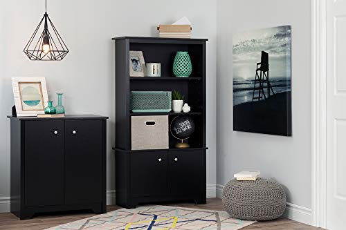 South Shore Small 2-Door Storage Cabinet with Adjustable Shelf, Pure Black