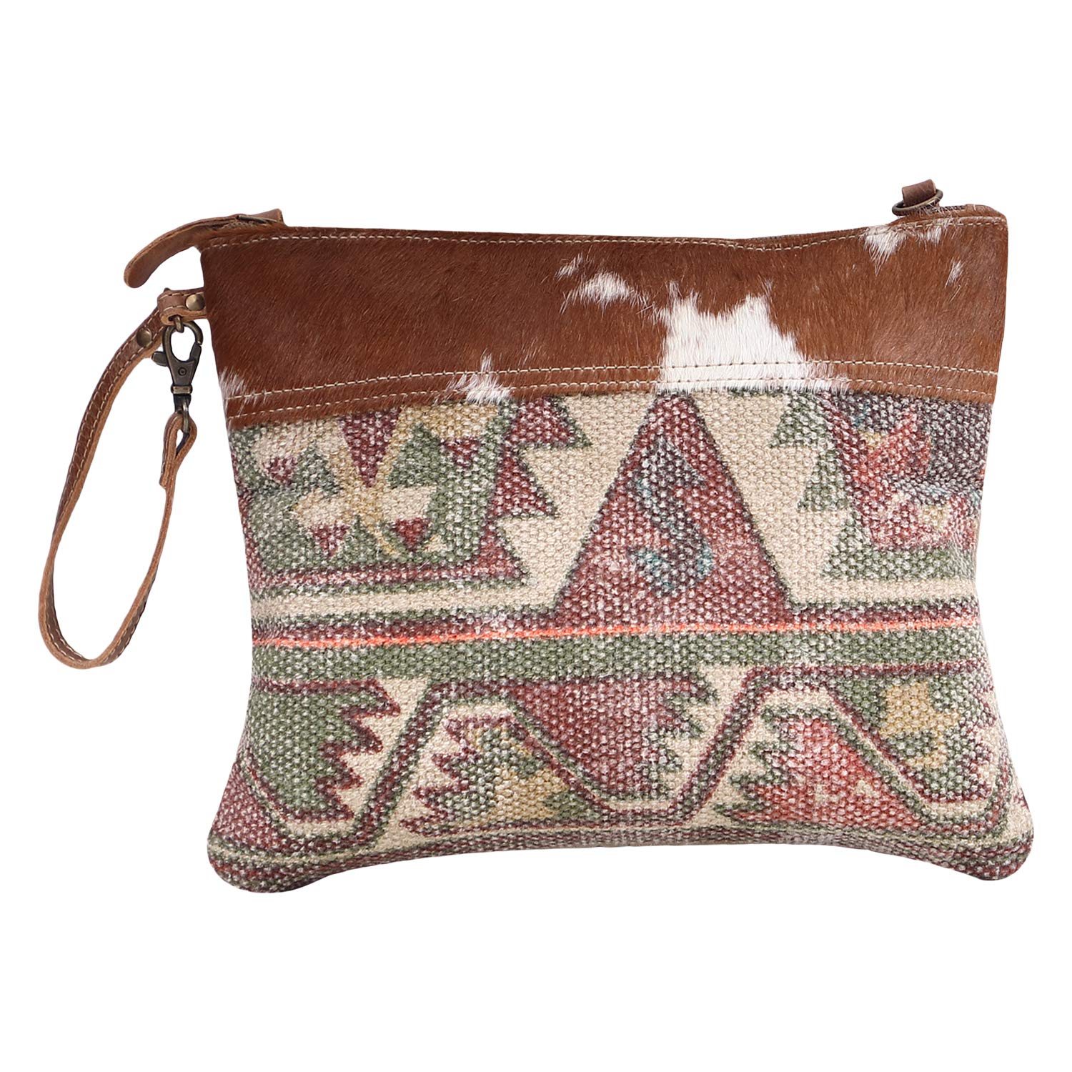 Myra Bag Merino Upcycled Canvas & Cowhide Leather Crossbody Bag S-1607