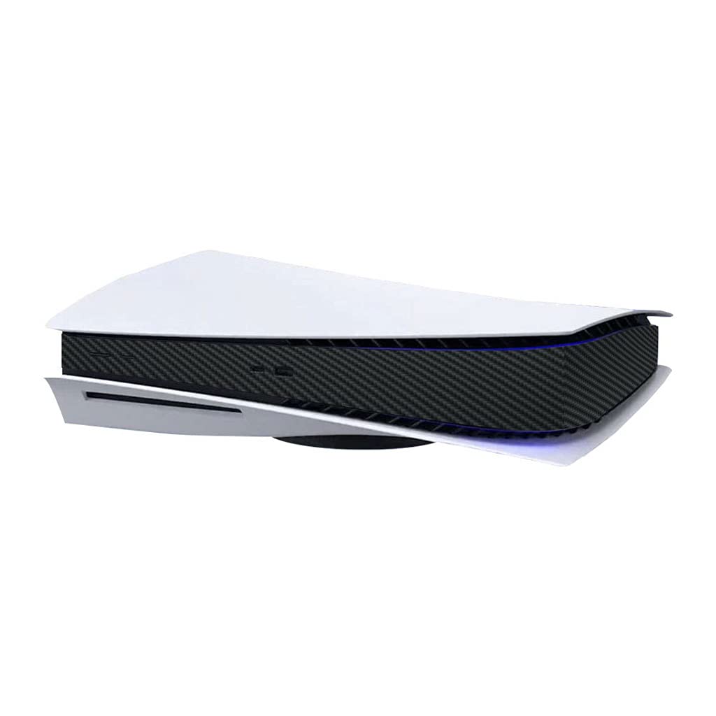 S-YUWEN Side Strip Sticker Protective Film Compatible with PS5, Skin Sticker Decoration Carbon Fiber Frosting Sticker Console Digital Disk Protector Faceplate Shell Compatible with PS5, White