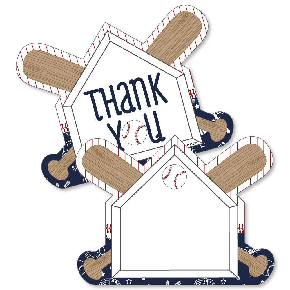 Big Dot of Happiness Batter Up - Baseball - Shaped Thank You Cards - Baby Shower, Birthday Party Thank You Note Cards with Envelopes - Set of 12