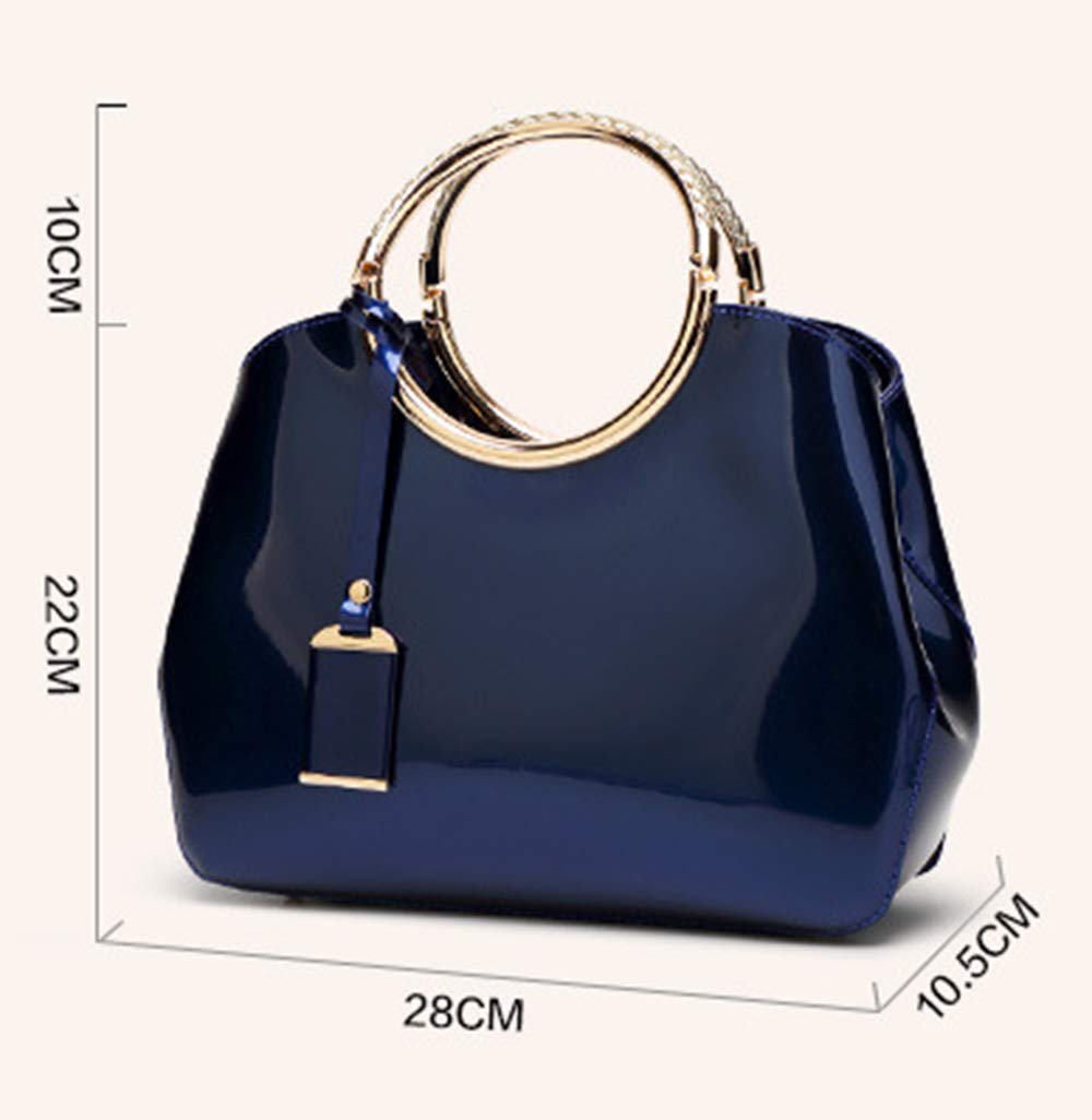 KOON Women‘s Patent Leather Bridal Bag Top Handle Shoulder Bag Handbag Wine Red