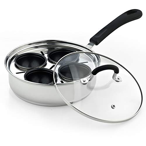 Cook N Home 4 Cup Stainless Steel Egg Poacher Pan 8"