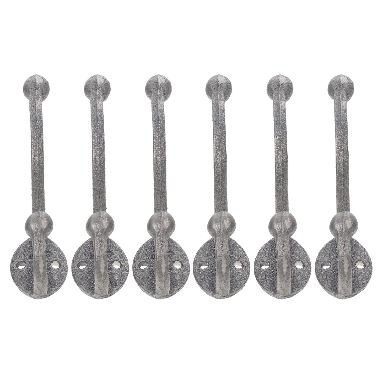 Cabilock 6pcs Double Cast Iron Hook Wall Hangers for Clothes Coat Hooks Retro Keychain Bathroom Hooks Spatula Storage Hook Office Hanger Hook Towel Hooks Wrought Iron Hat Rack
