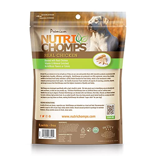NutriChomps Dog Chews, 6-inch Twists, Easy to Digest, Long Lasting, Rawhide-Free Dog Treats, 15 Count, Real Chicken flavor