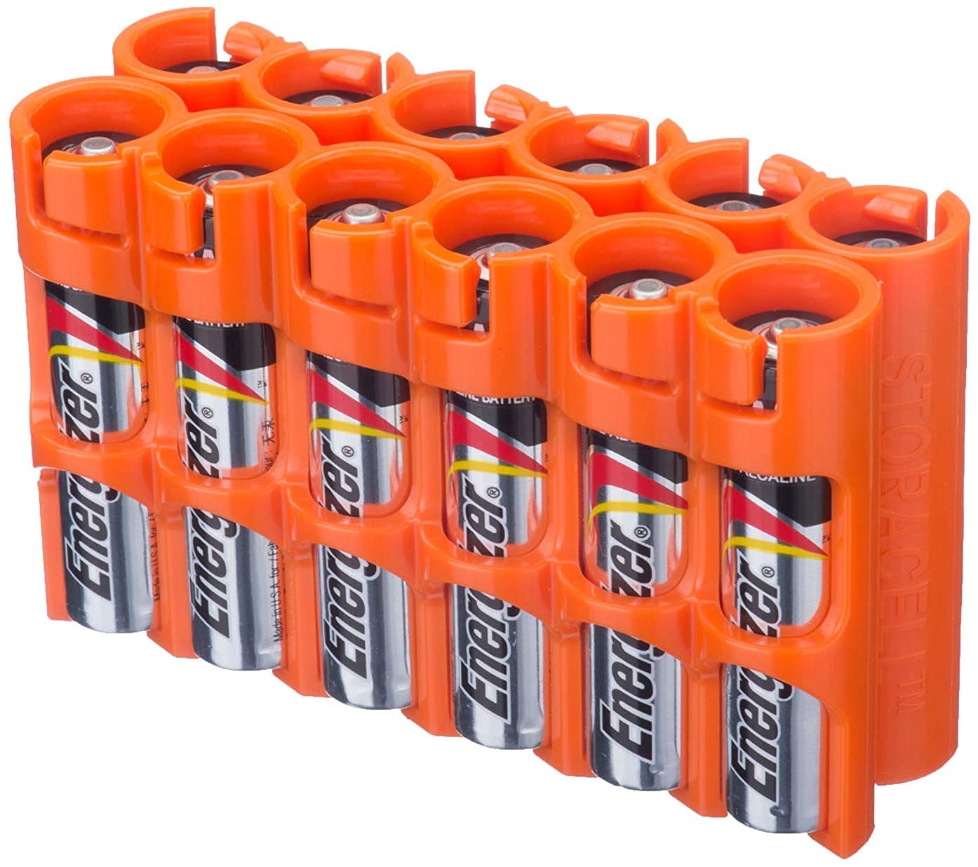 Storacell by Powerpax AAA Battery Storage Caddy, Orange, Holds 12 Batteries (Not Included)