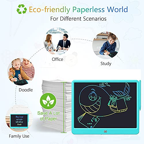 Deecam LCD Writing Tablet Doodle Board, 15inch Large Screen Drawing Pad, Electronic Graphics Tablet Doodle and Scribbler Board Toy Sketch Board Drawing Pad for Kids Boys Girls Adults (Blue)