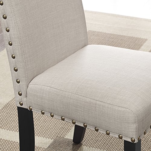 Roundhill Furniture Biony Fabric Bar Stools with Nailhead Trim (Set of 2), Tan