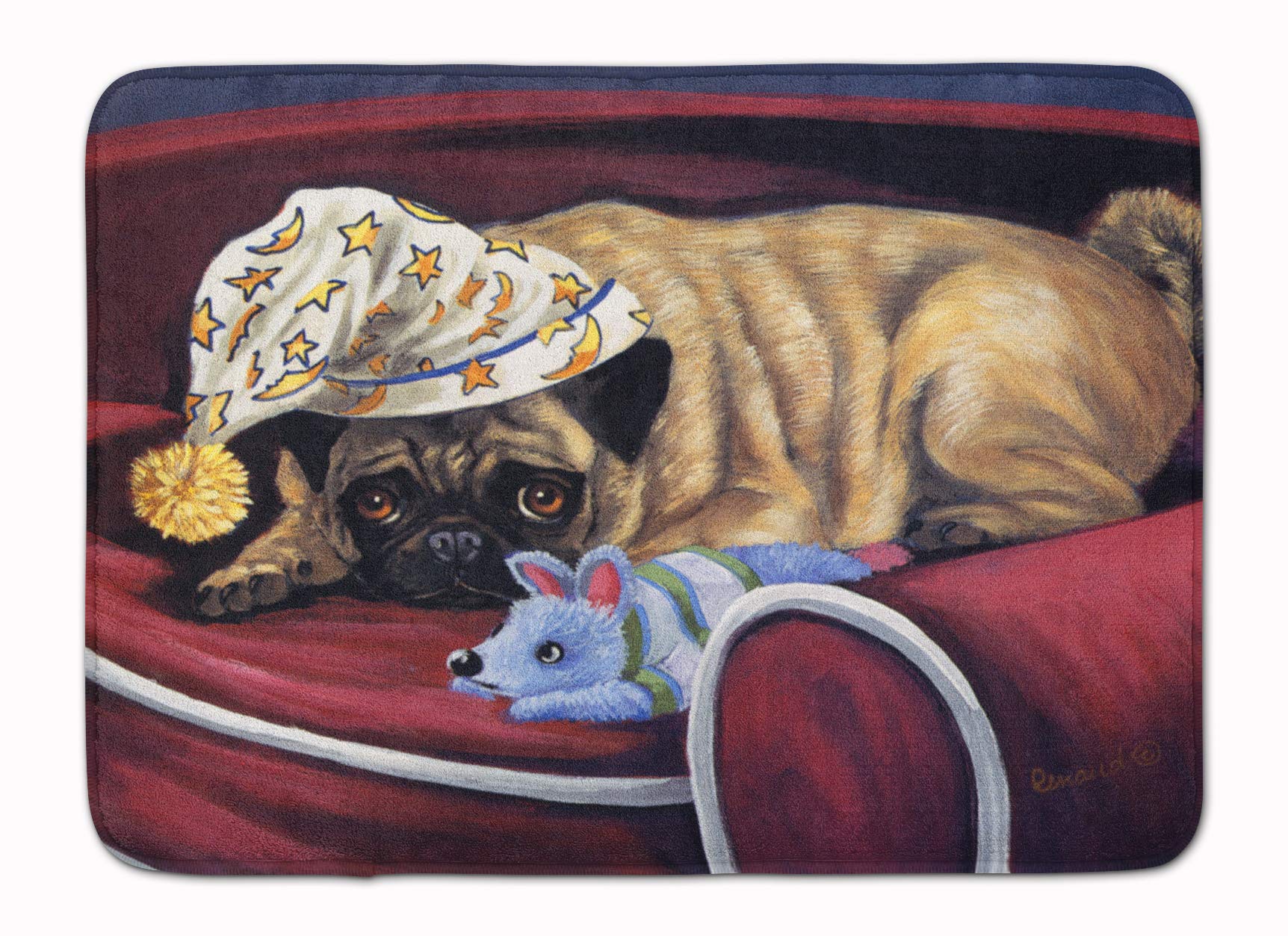 Caroline's Treasures Pug Goodnight Sweetheart Machine Washable Memory Foam Mat doormats, Multicolor