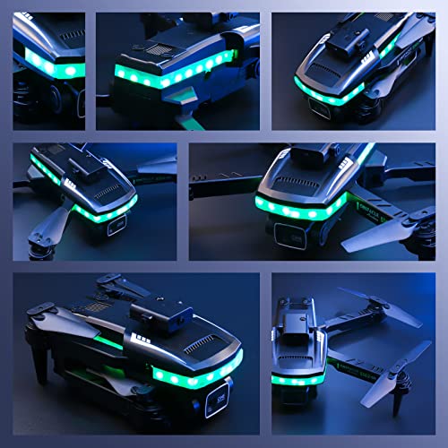 Drones with Camera for Kids 1080p, Foldable Fpv Remote Control Toys Gifts for Boys Girls, Quadcopter with Led Flash Bar, One Key Start Speed Adjustment, 3d Flips