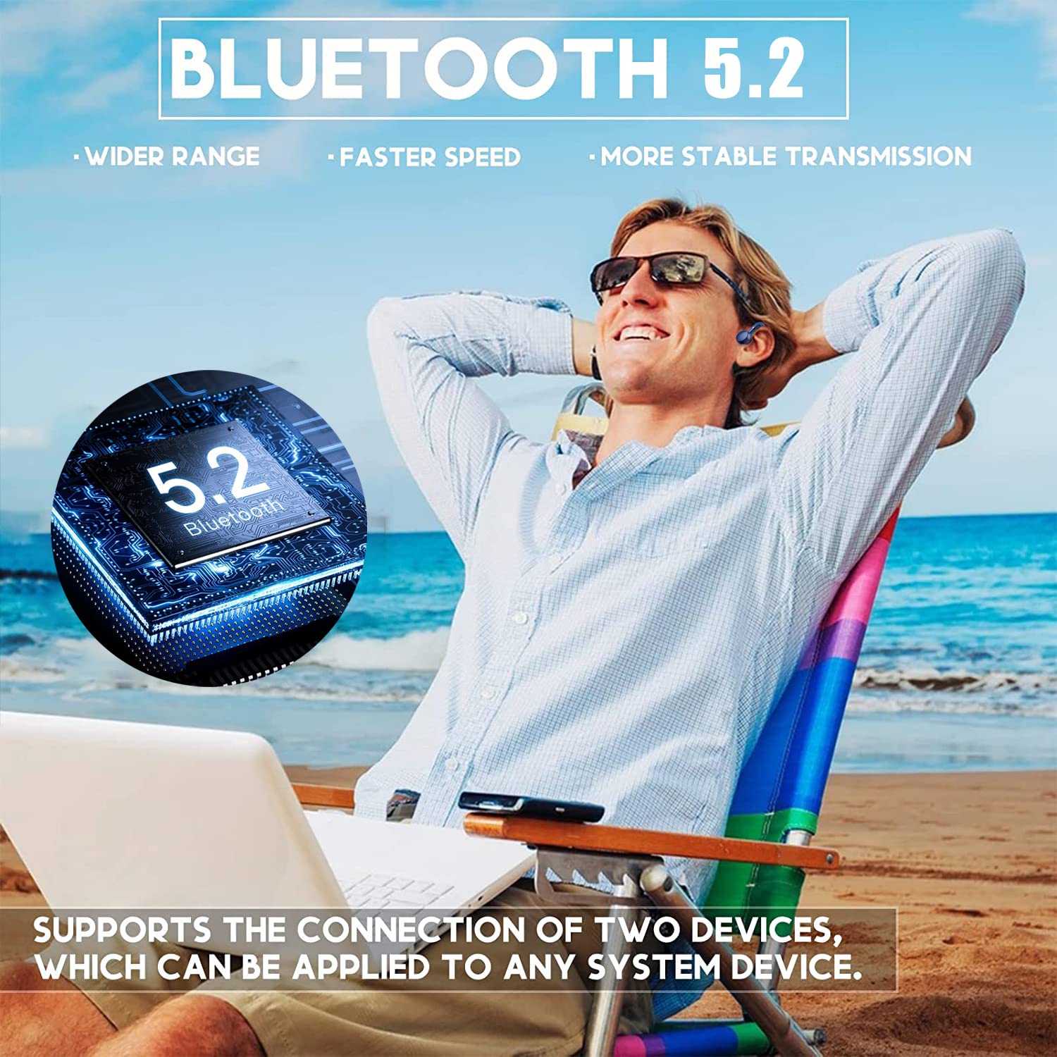 bone conduction headphone bluetooth earpiece for cell phone with microphone open ear bone consuction headphones with IPX5 waterproof bluetooth 5.2 wireless single ear headphone long battery life