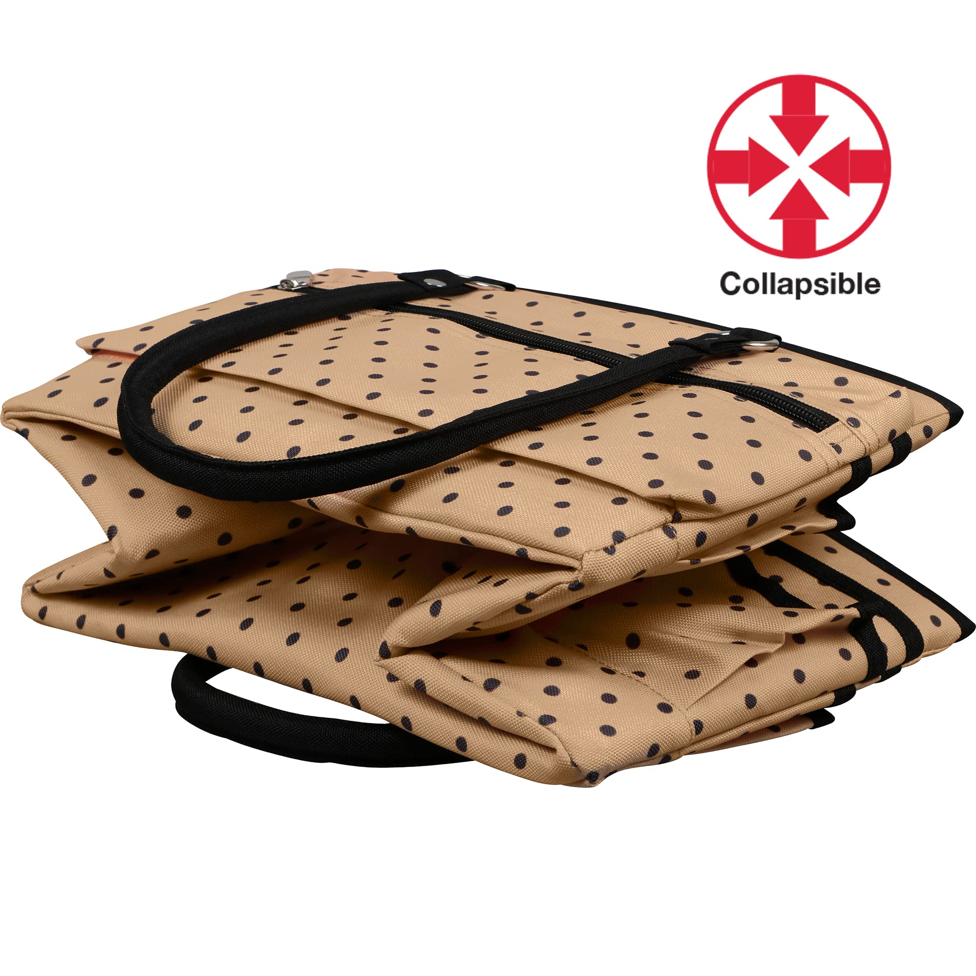 SINGER Storage Collapsible Tote Caddy, Sewing & Craft Storage, Polka Dot Print